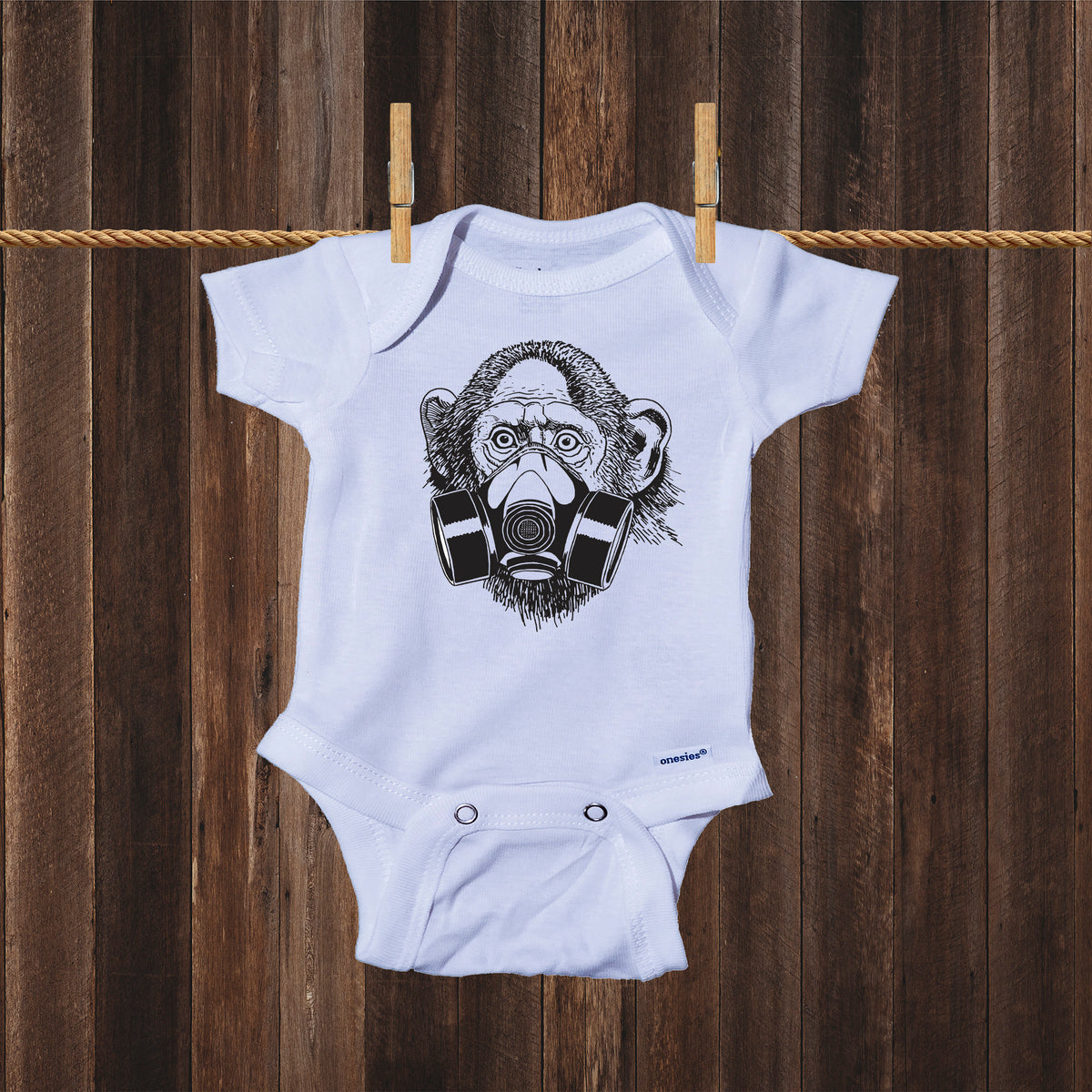 Ink Trendz® Pandemic Gas Mask Monkey Quarantine Baby-Toddler One-piece ...